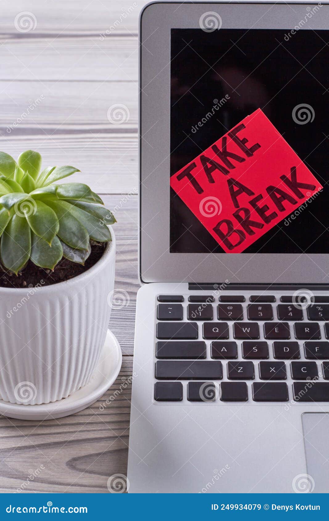 Sticker Note with Take a Break Message on Laptop Screen. Stock Image ...