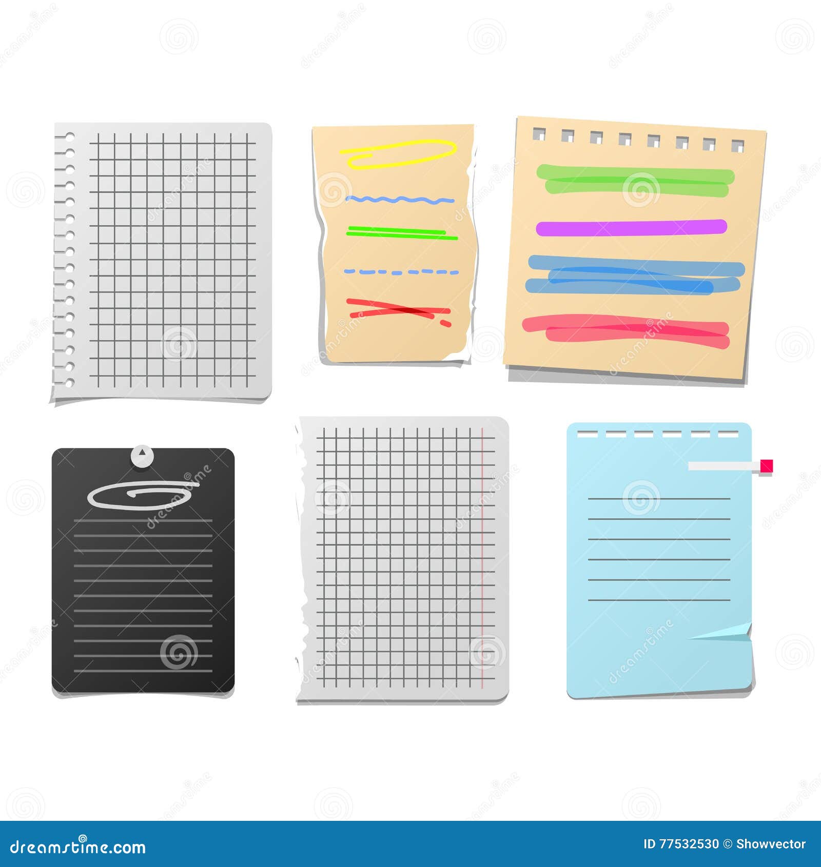 Sticker Notes Vector Illustration. Stock Vector - Illustration of clean ...