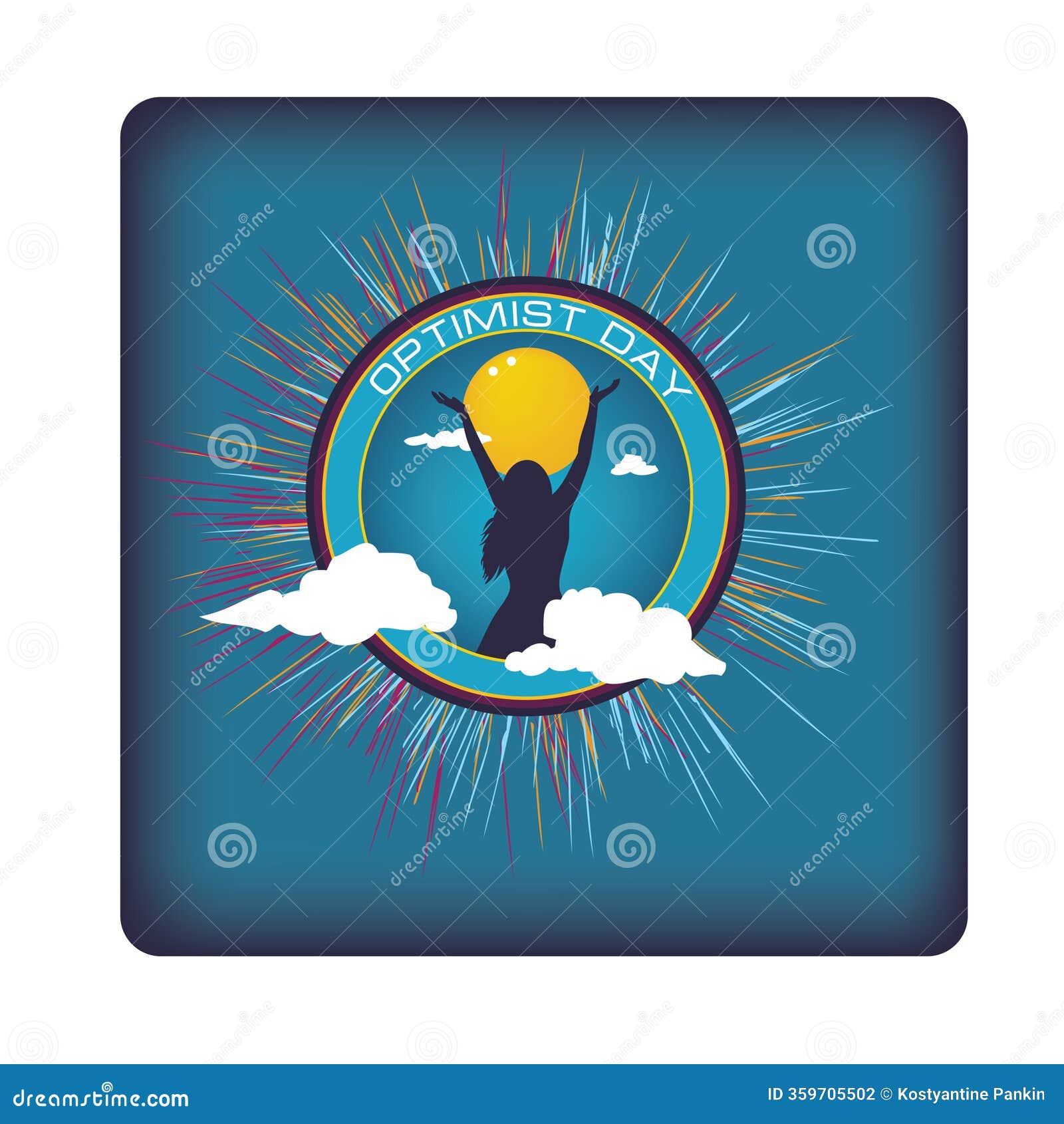 Sticker for Optimist Day stock illustration. Illustration of success ...