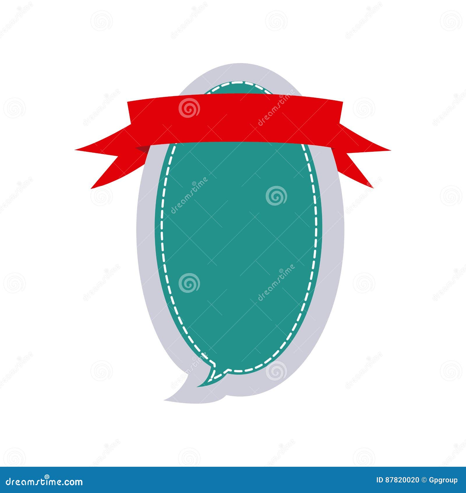 Sticker Oval Balloon Dialog Box Design with Ribbon Stock Illustration ...