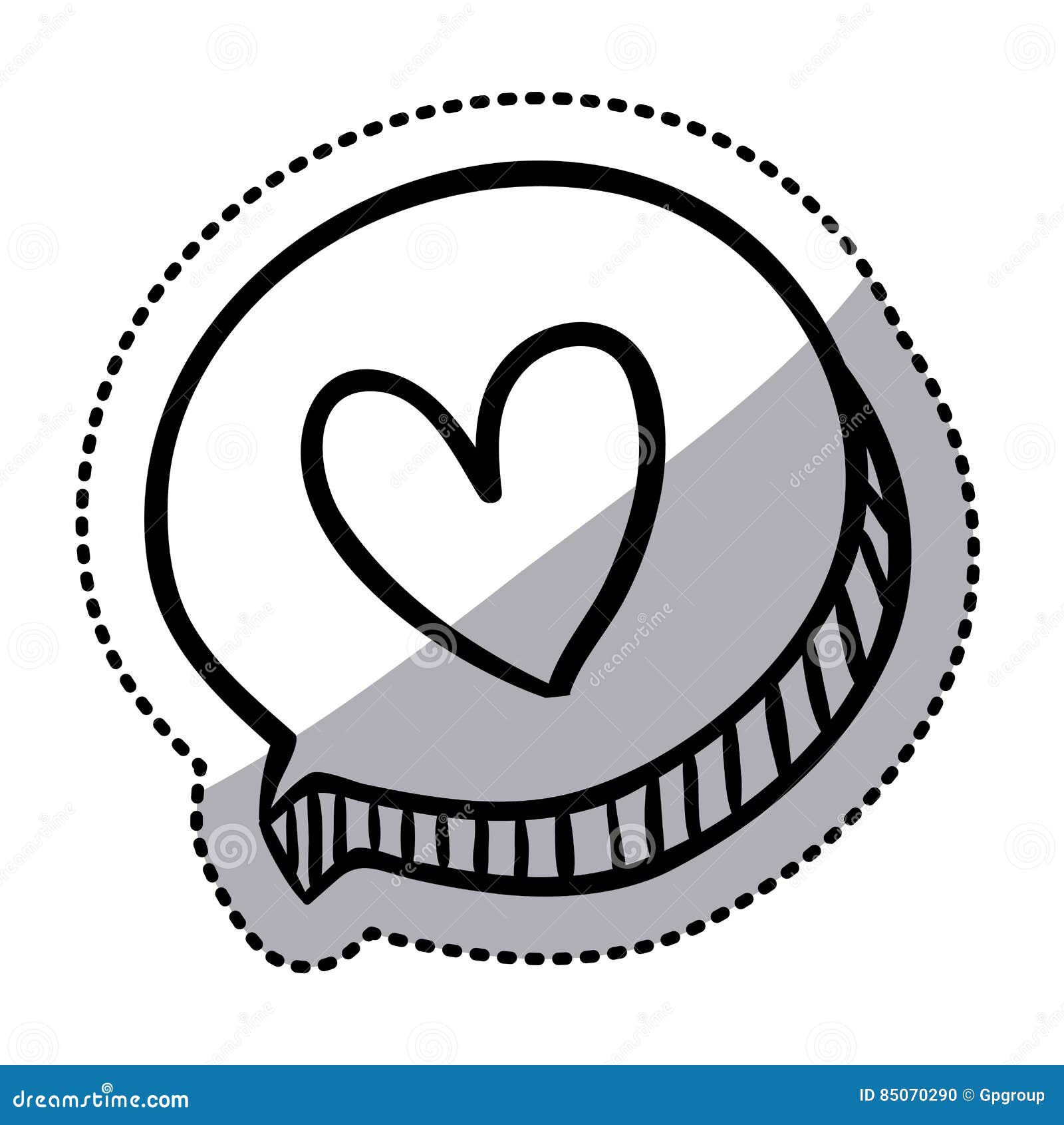 Sticker Oval Dialog Box with Silhouette Heart Stock Vector ...