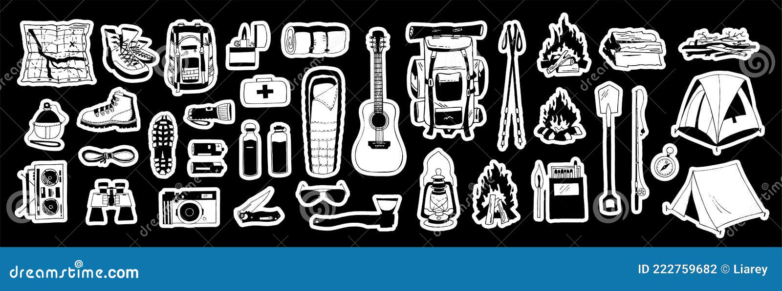 Camping Stickers Survival Exploration Just Go Tourism And Hiking Vector ...