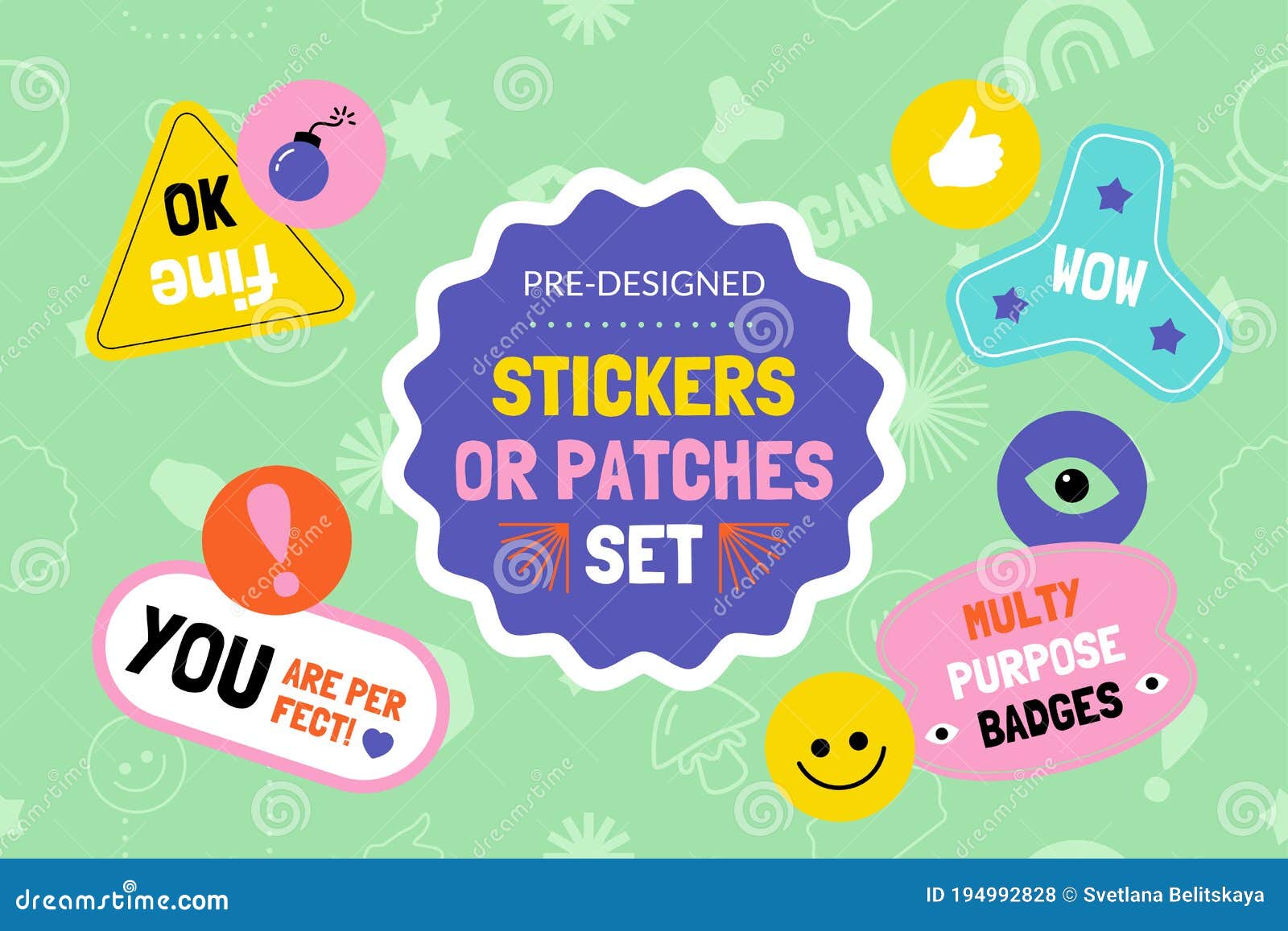 Sticker Pack Composition stock vector. Illustration of campaigns ...