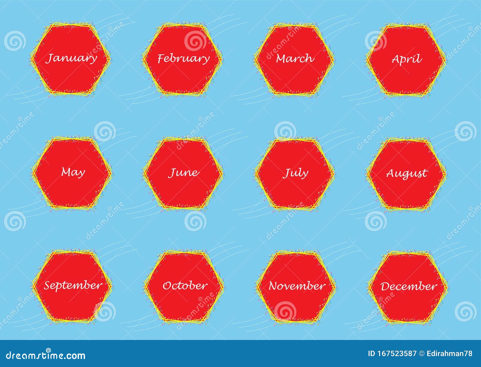 Sticker Package Names of Months from January To December Stock Vector ...