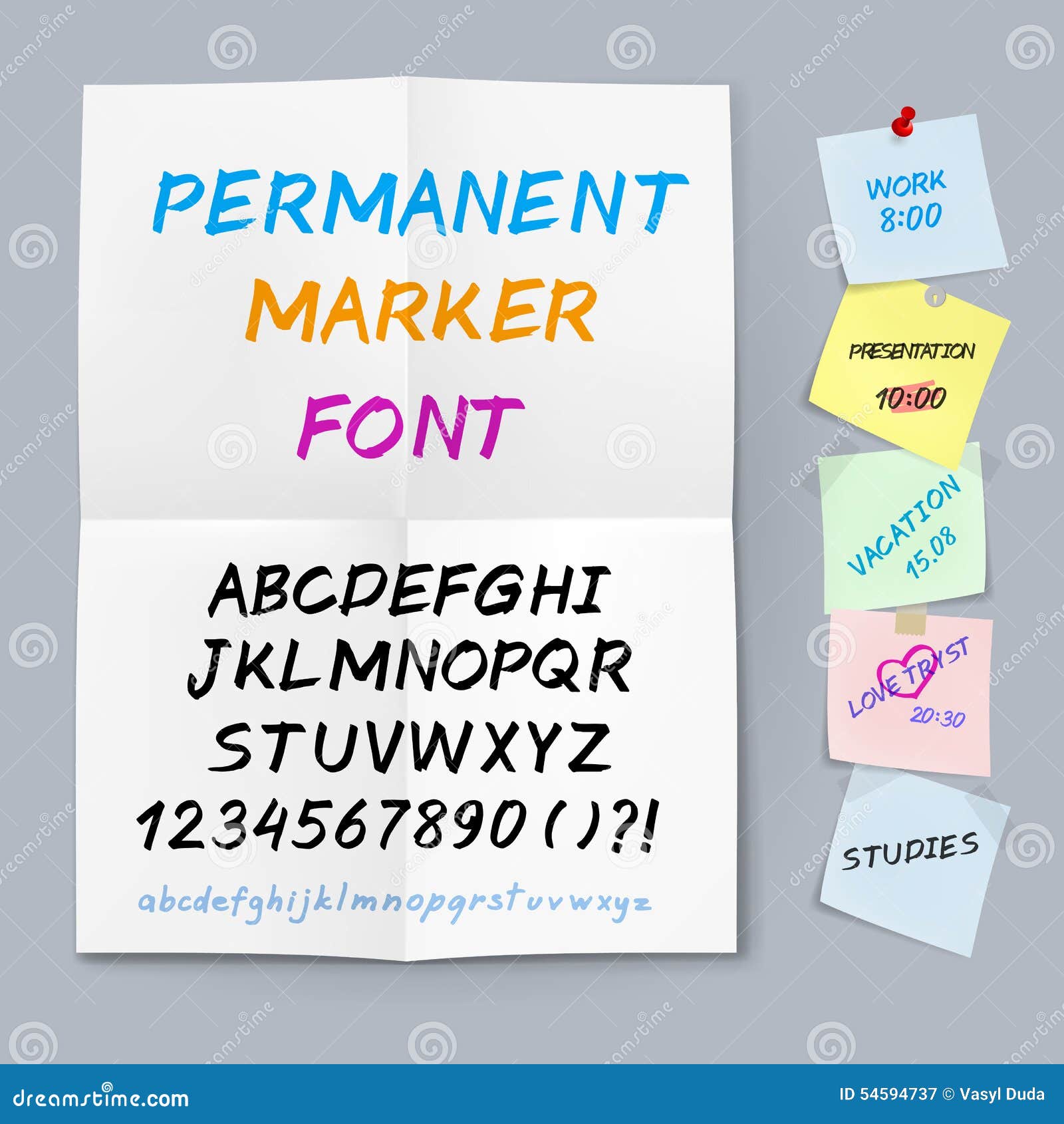 Sticker Paper Permanent Marker Font Stock Vector - Illustration of ...