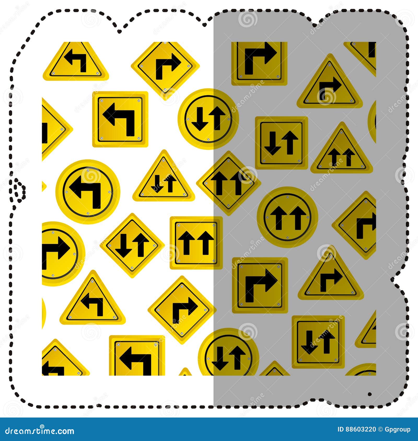 Sticker Pattern Road Traffic Sign with Arrows Set Stock Illustration ...