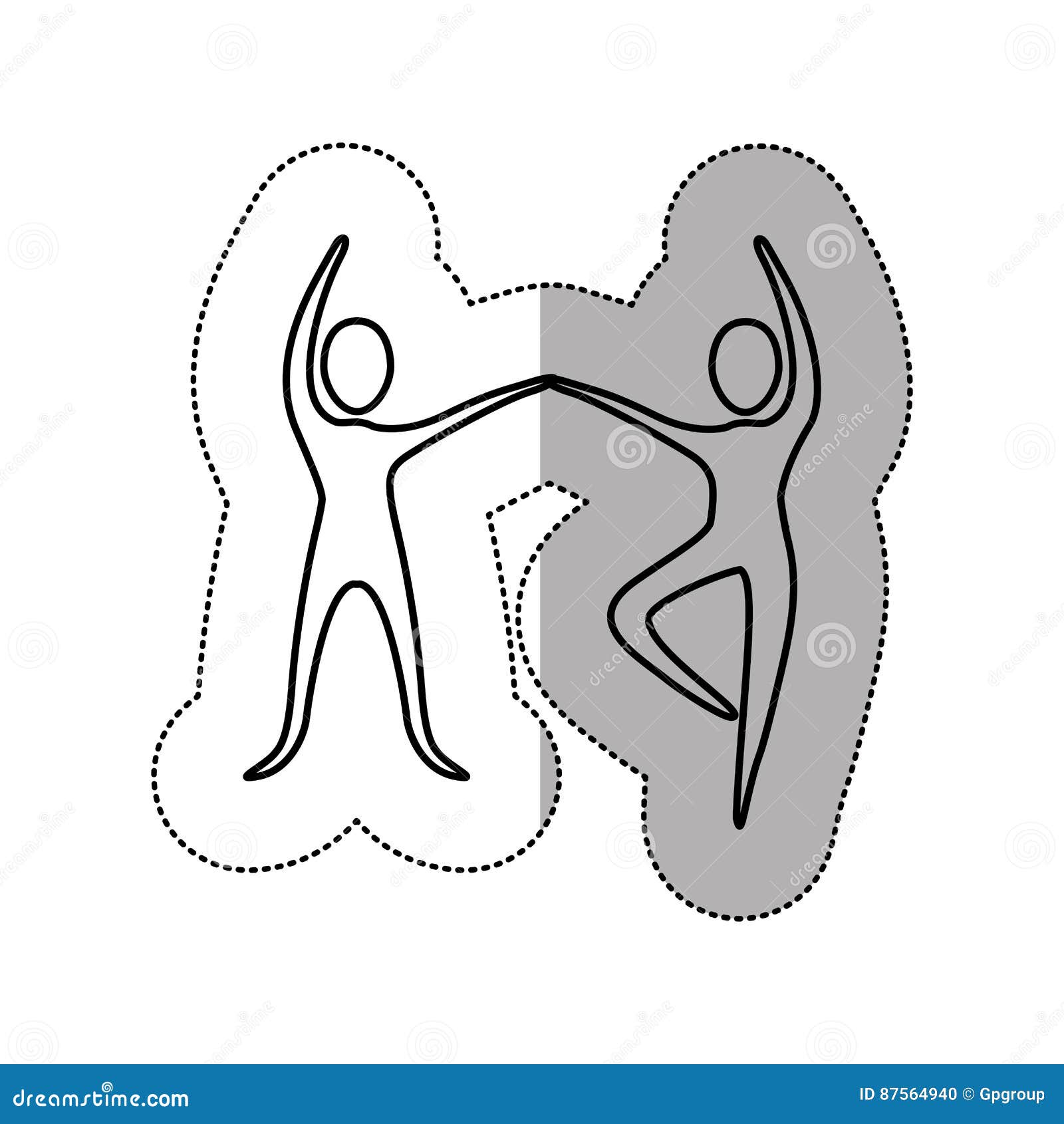 Sticker People Practicing Dancing Icon Stock Illustration ...