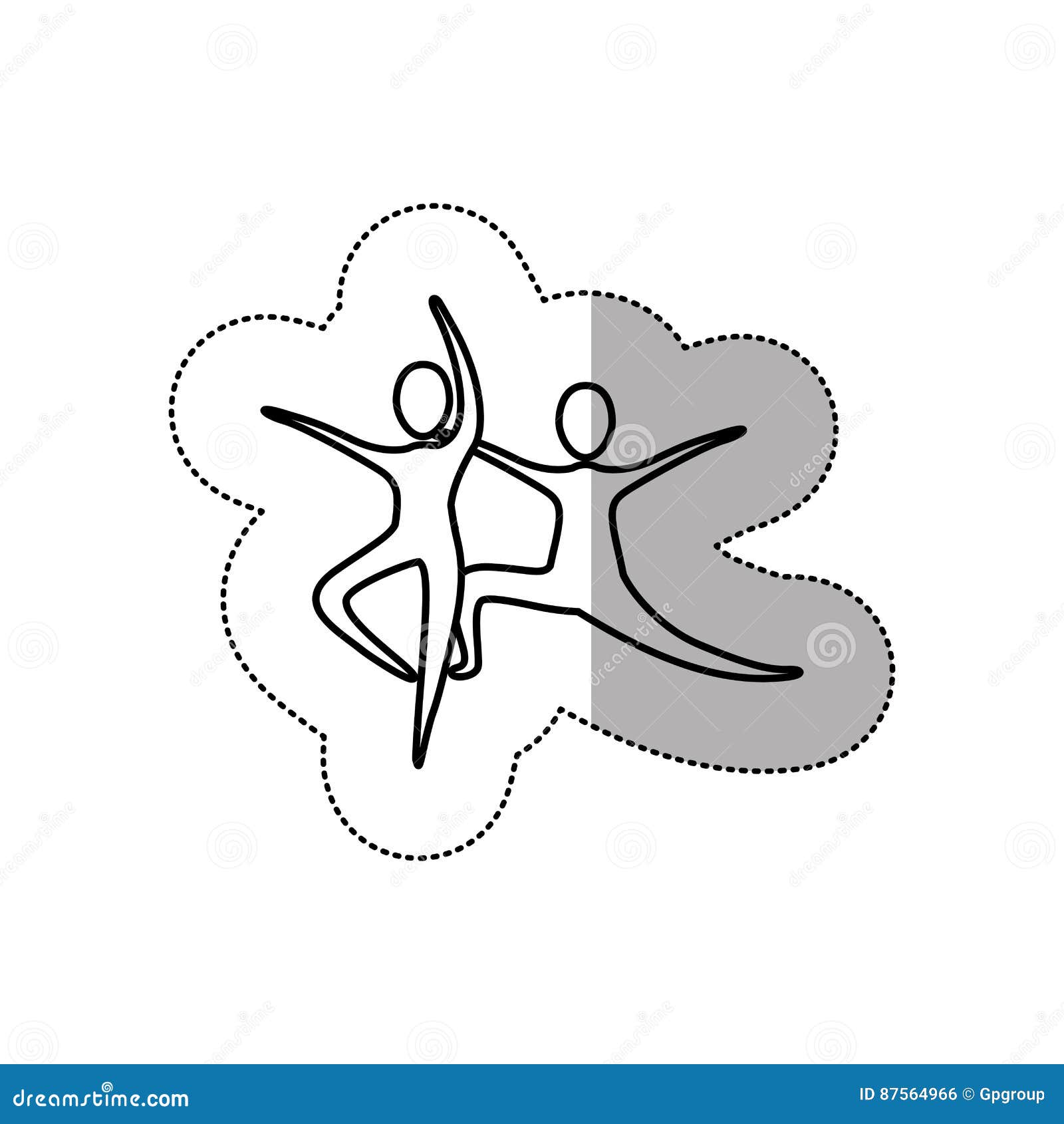 Sticker People Practicing Dancing Icon Stock Illustration ...