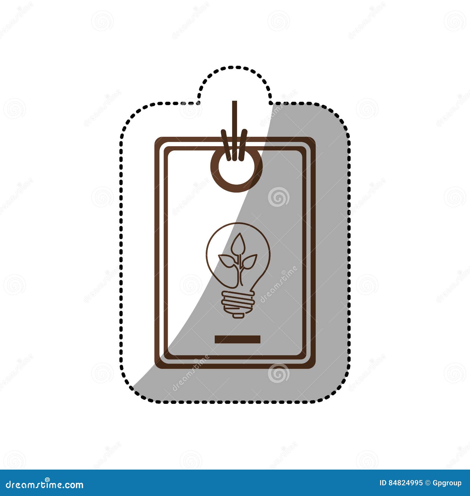 Sticker Price Tag of Light Bulb with Leaf Inside Stock Vector ...