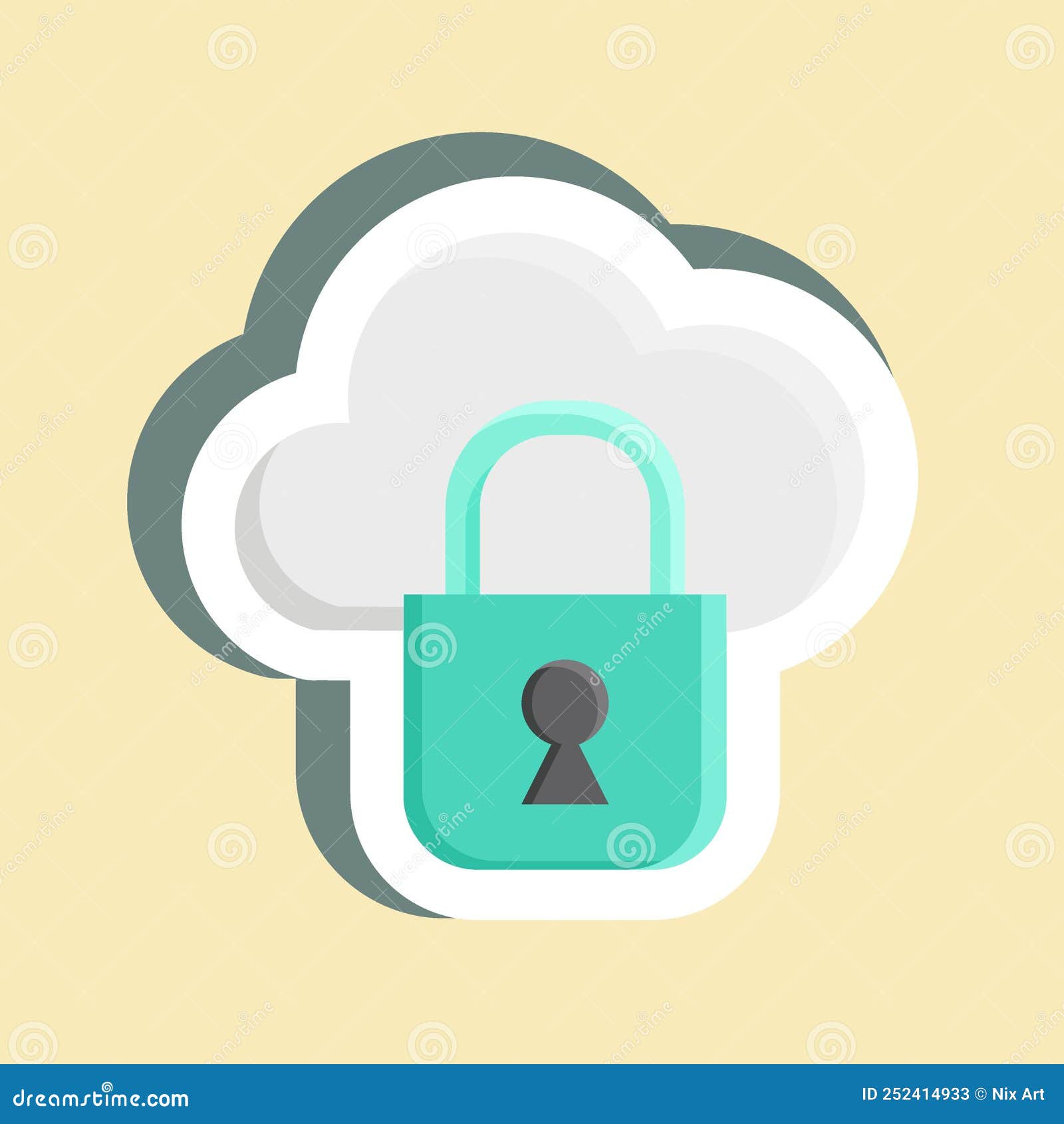 Sticker Private Cloud. Suitable for Security Symbol. Simple Design ...