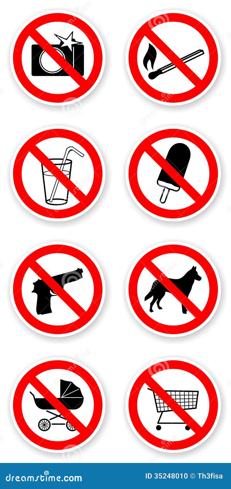 Sticker of Prohibited Symbols Stock Illustration - Illustration of ...