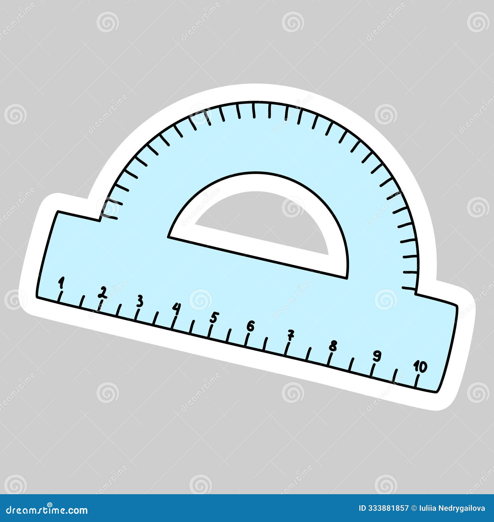 Sticker with Protractor Ruler, Doodle Style Vector Stock Illustration ...