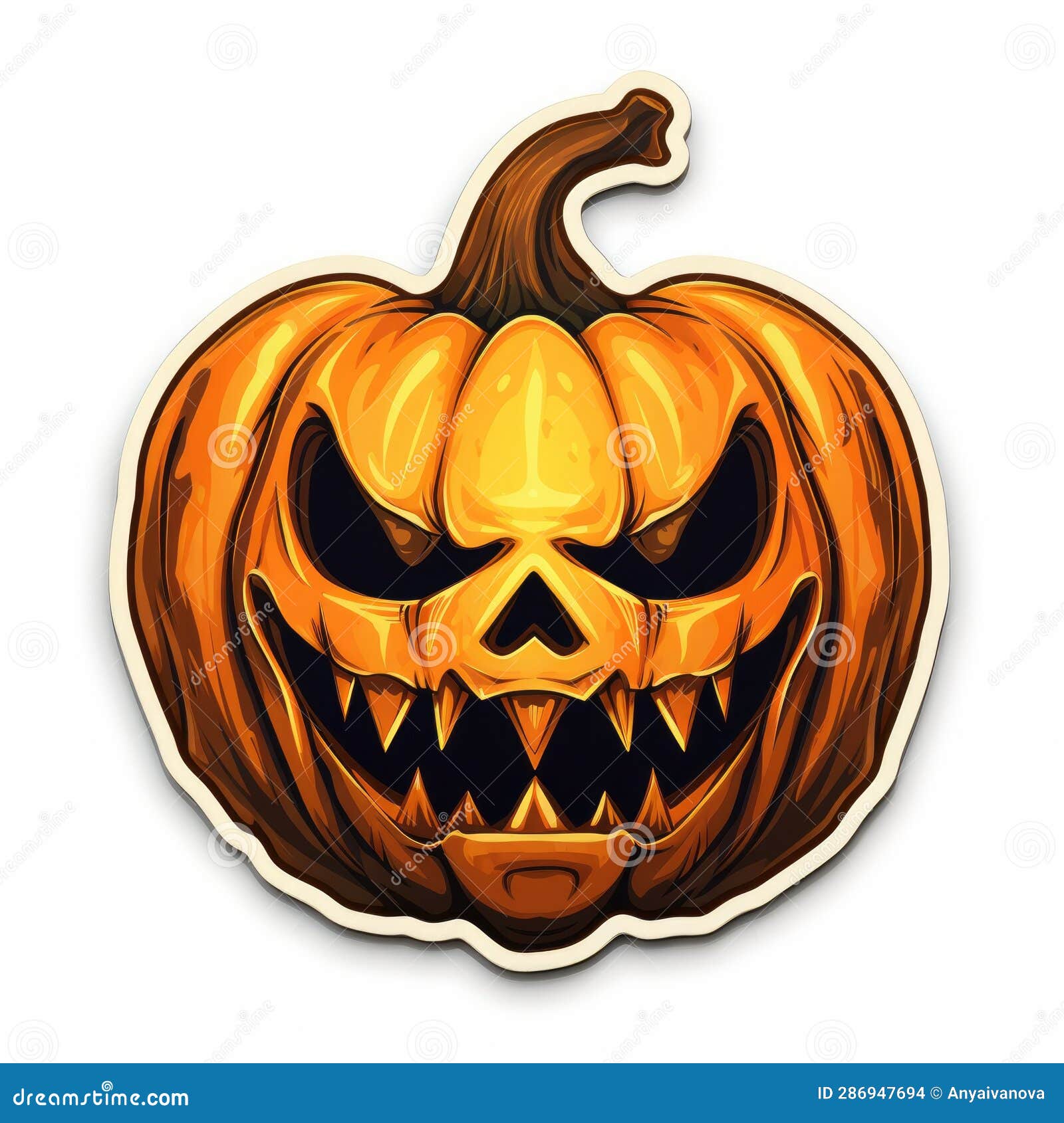 A Sticker of a Pumpkin with an Evil Face. Stock Illustration ...