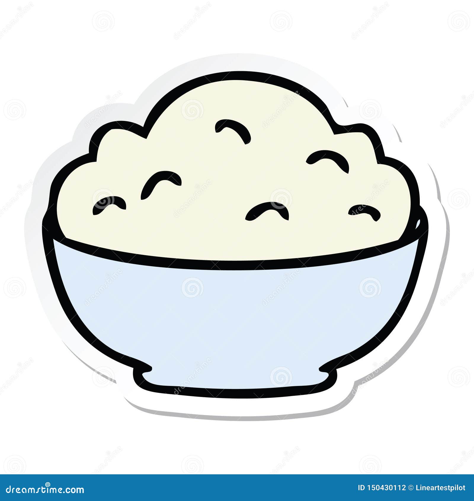 Sticker of a Quirky Hand Drawn Cartoon Bowl of Mash Stock Vector ...