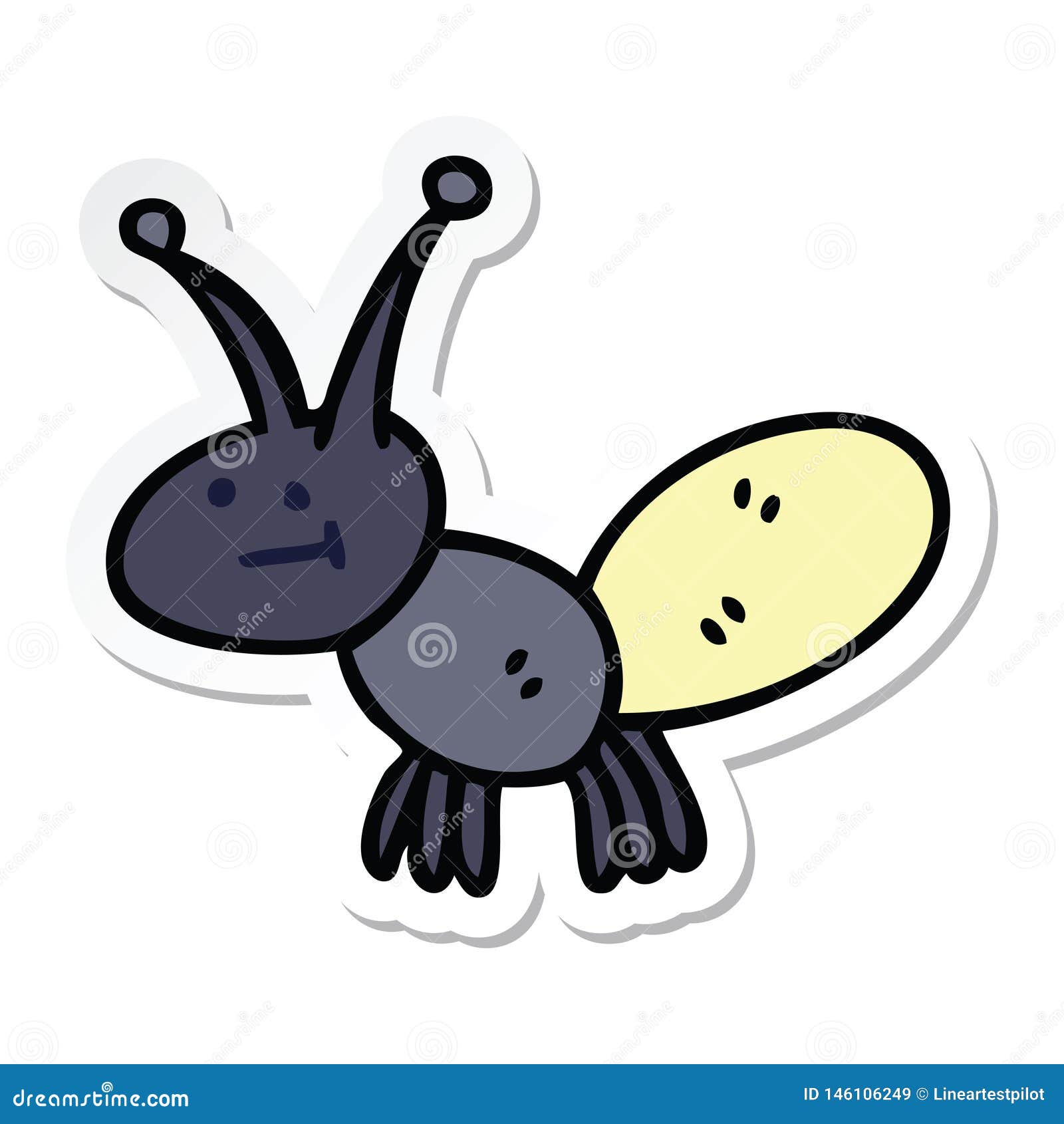 Sticker of a Quirky Hand Drawn Cartoon Light Bug Stock Vector ...