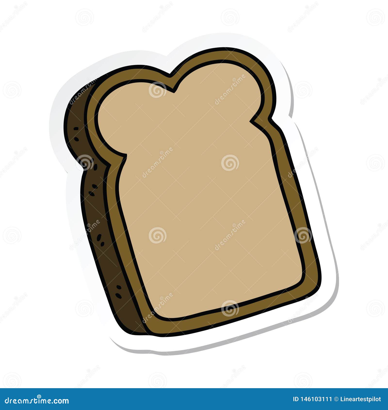 Sticker of a Quirky Hand Drawn Cartoon Slice of Bread Stock Vector ...