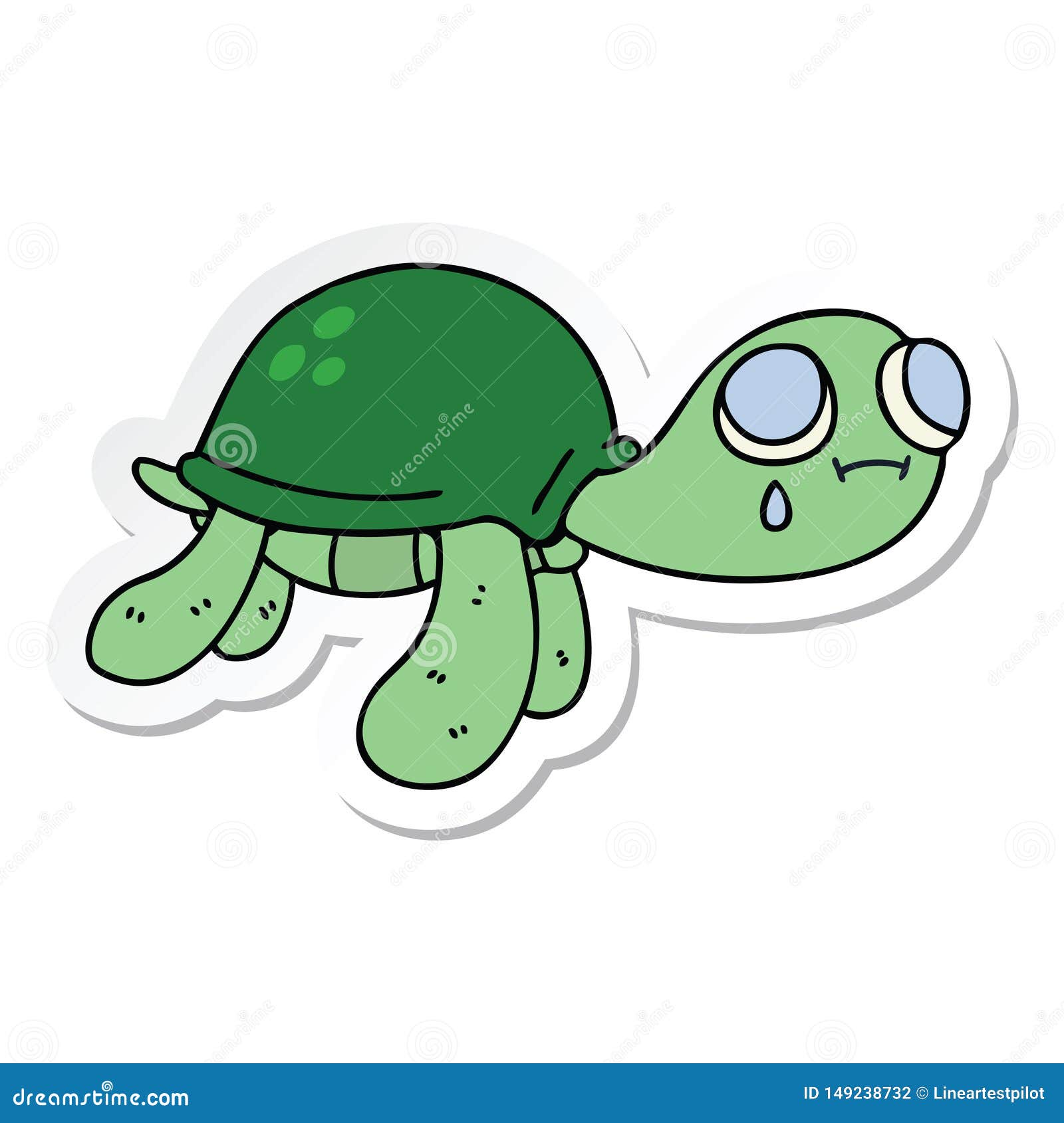 Sticker of a Quirky Hand Drawn Cartoon Turtle Stock Vector ...