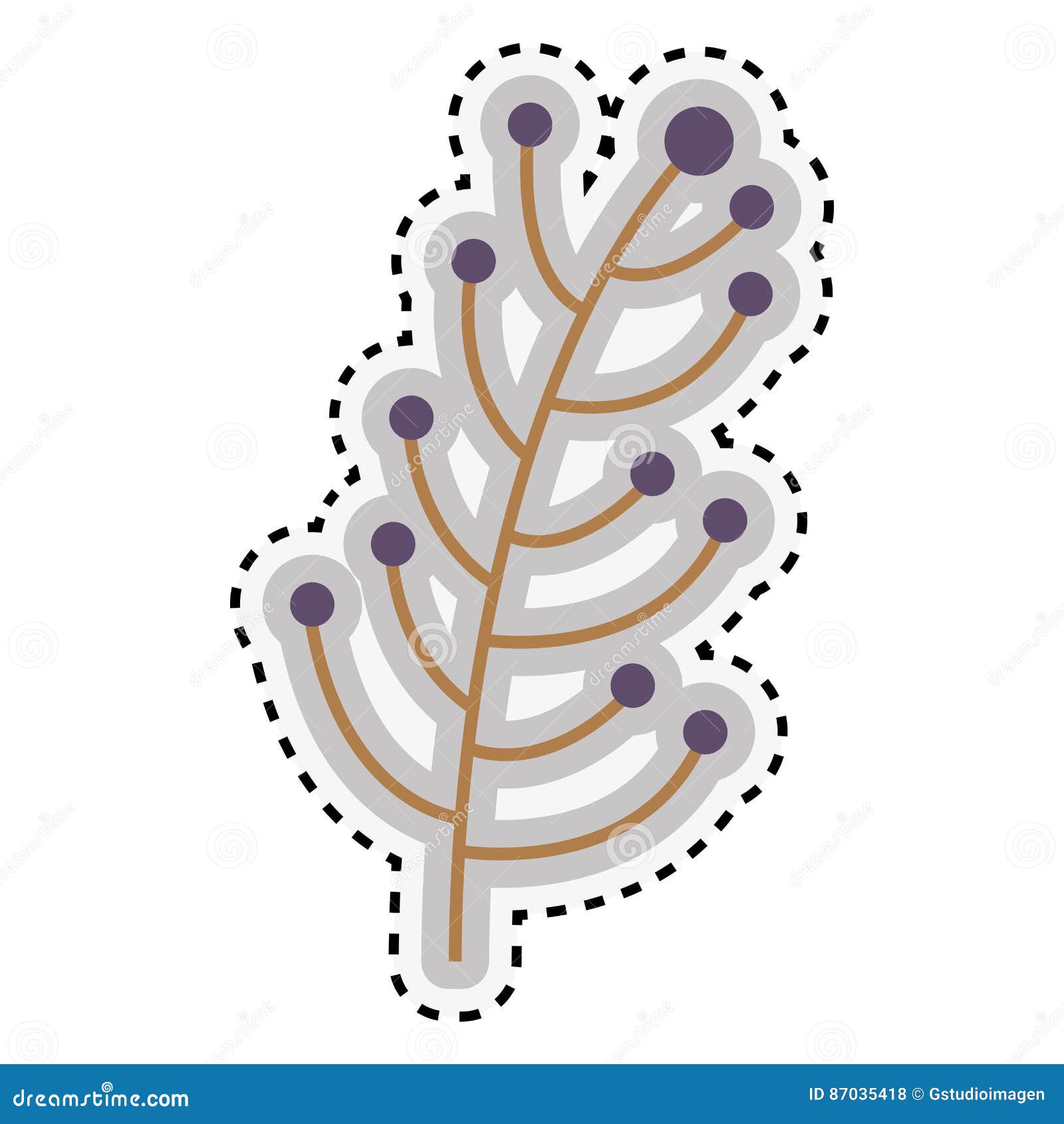 Sticker Ramifications Tree With Stem And Branches Vector Illustration ...