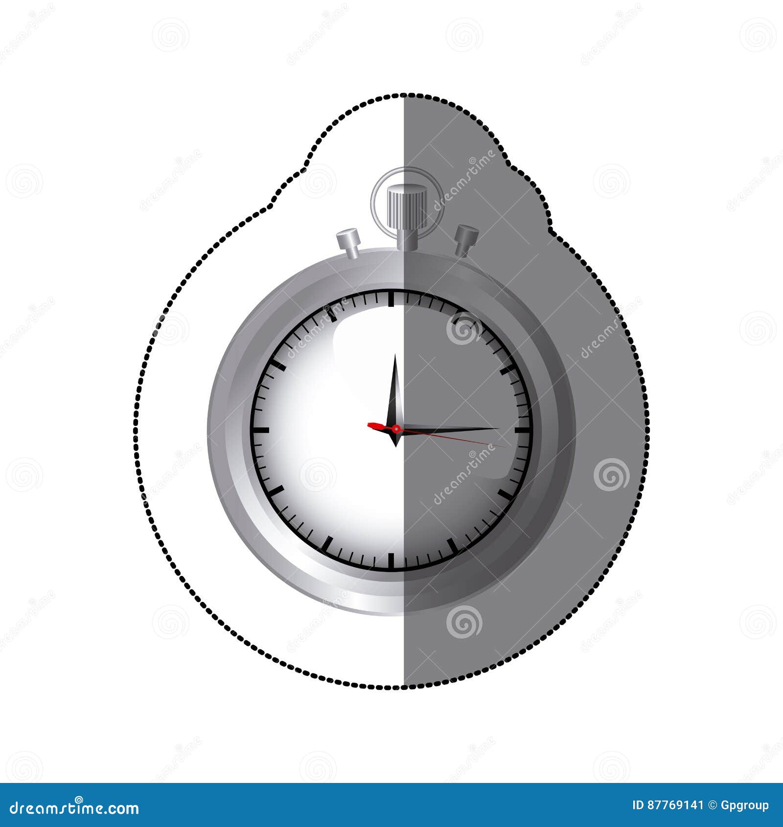 Sticker Realistc Silver Stopwatch Graphic Stock Illustration ...