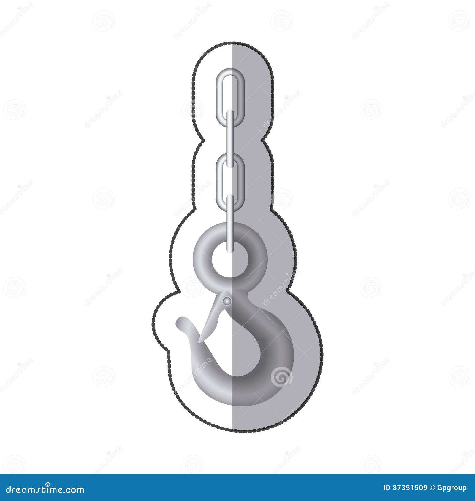 Sticker Realistic Metal Hook with Chain Stock Illustration ... Sticker Realistic Metal Hook with Chain Stock Illustration ...