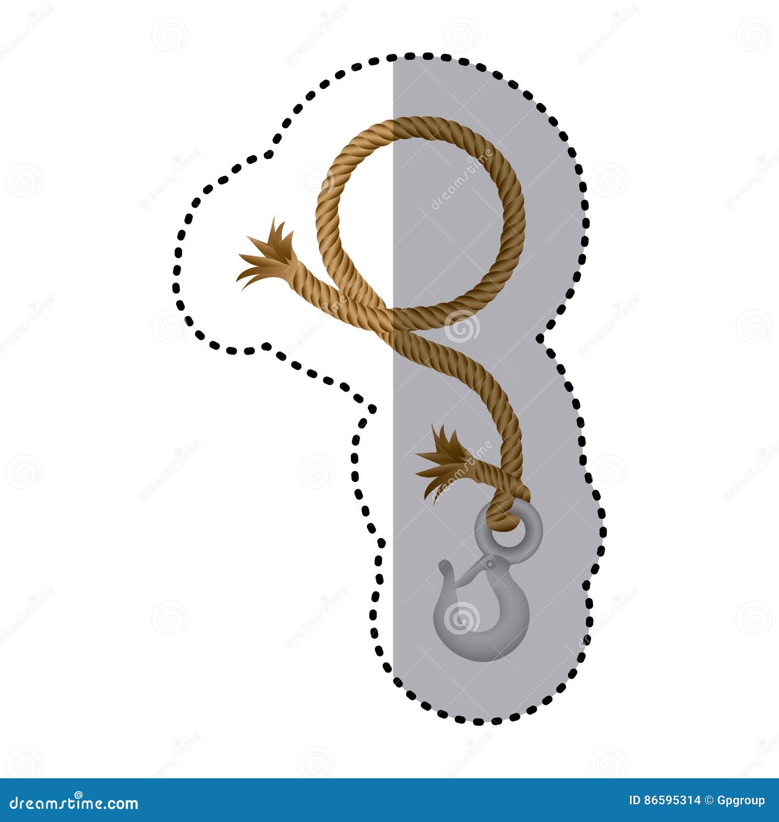 Sticker Realistic Nautical Break Rope with Metal Hook Stock ...