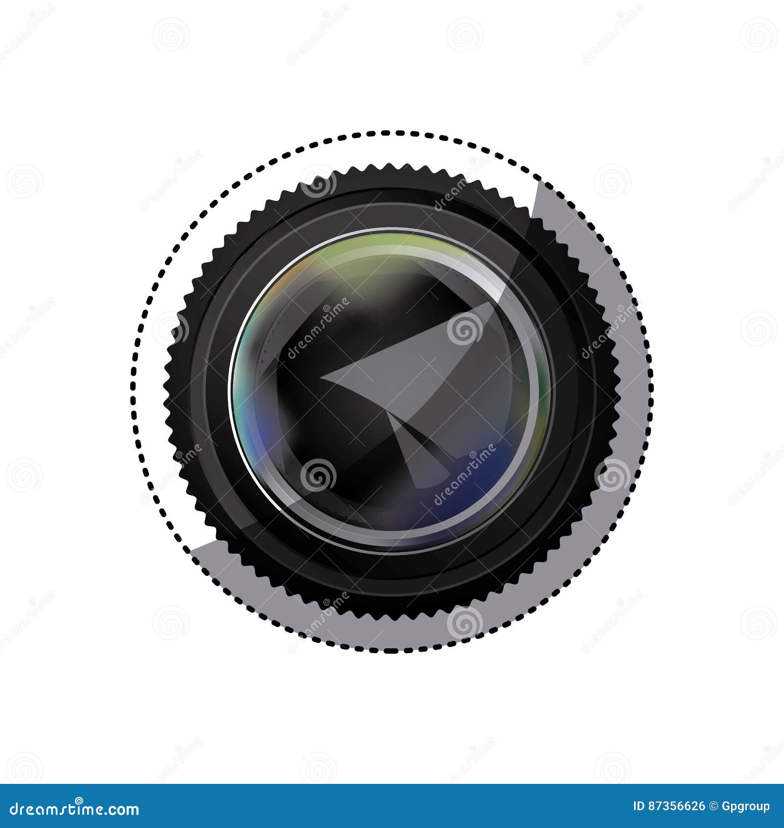Sticker Realistic Silhouette Color with Open Shutter Analog Camera Lens ...