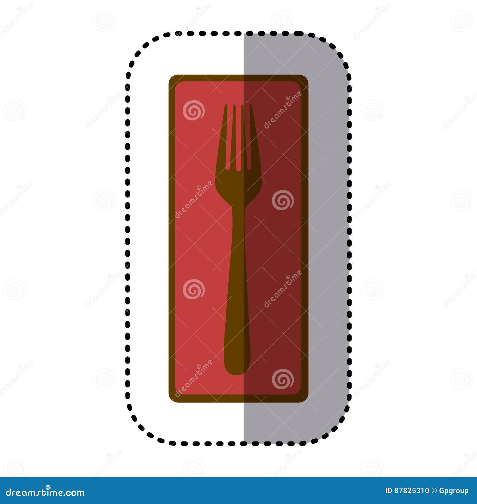 Sticker Rectangle Banner Frame with Silhouette Fork Cutlery Icon Stock ...