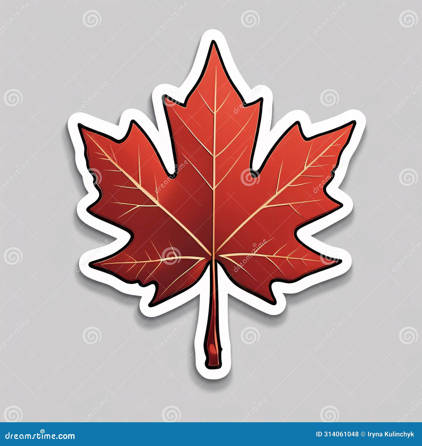 Sticker Red Maple Leaf - Symbol of Canada. Light Background, Linear ...