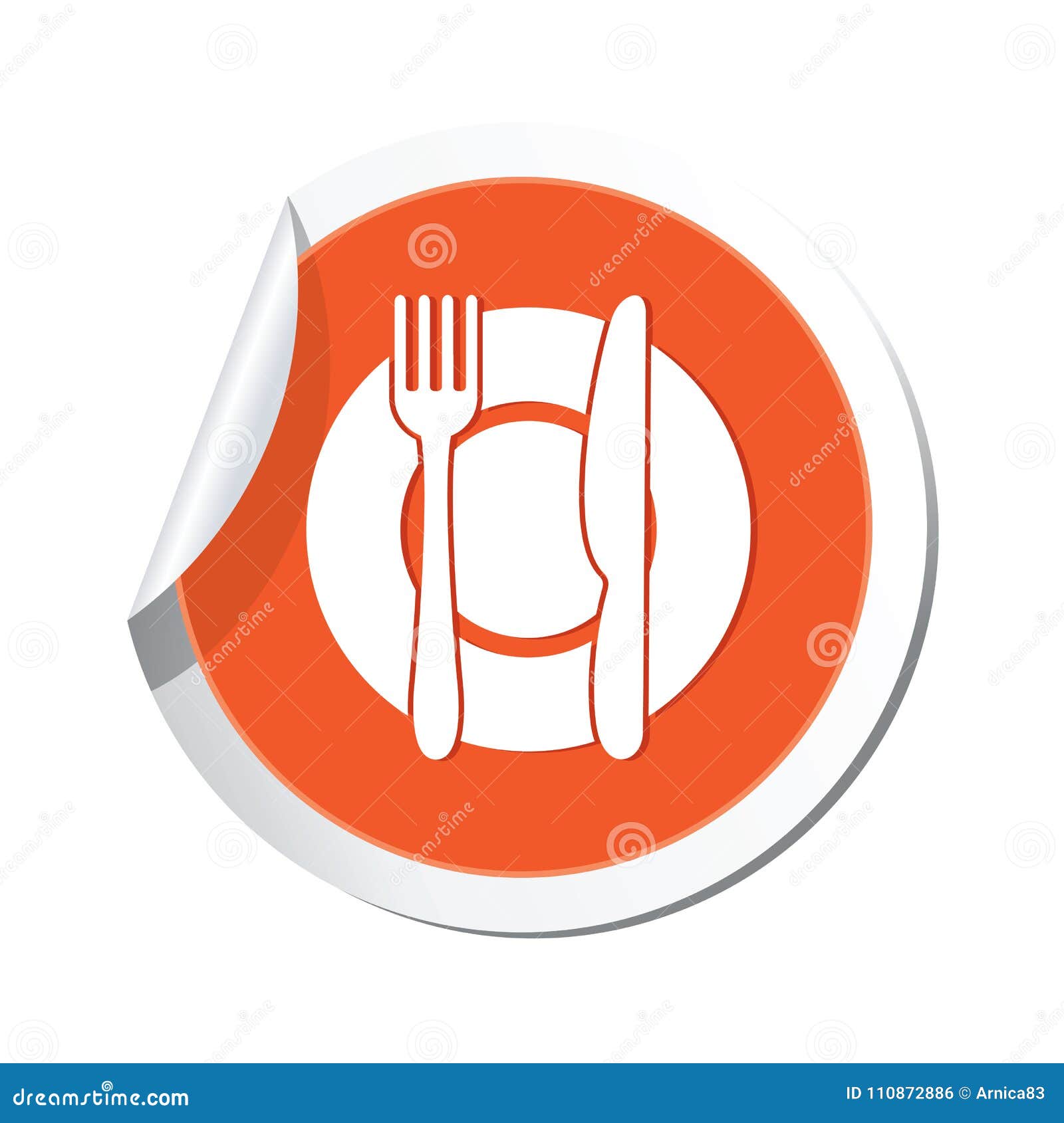 Sticker with Restaurant Icon Stock Vector - Illustration of menu ...