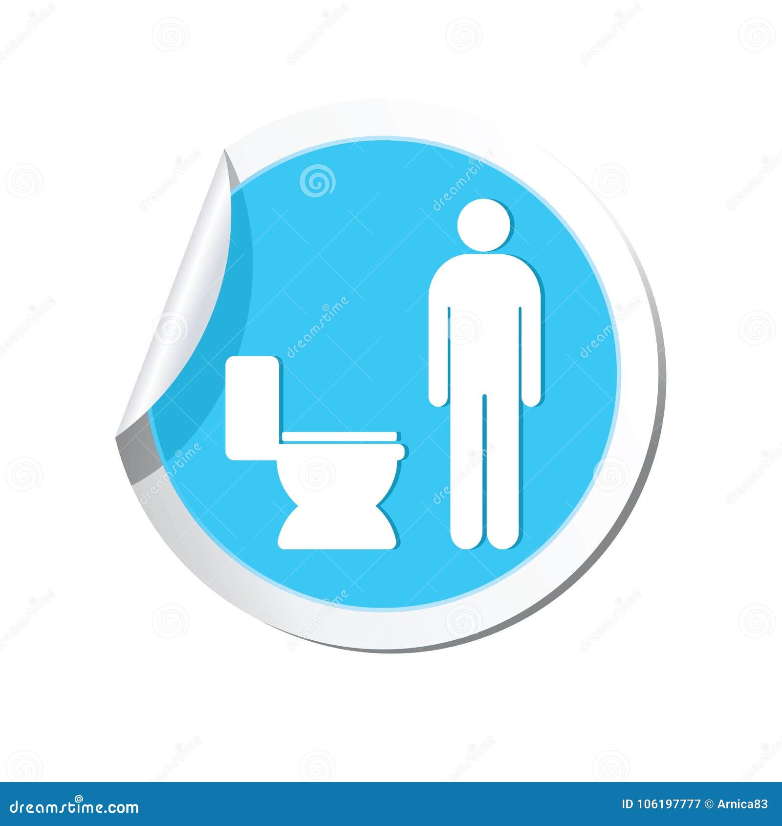 Sticker With Restroom Icon, Lady WC Vector Illustration | CartoonDealer ...