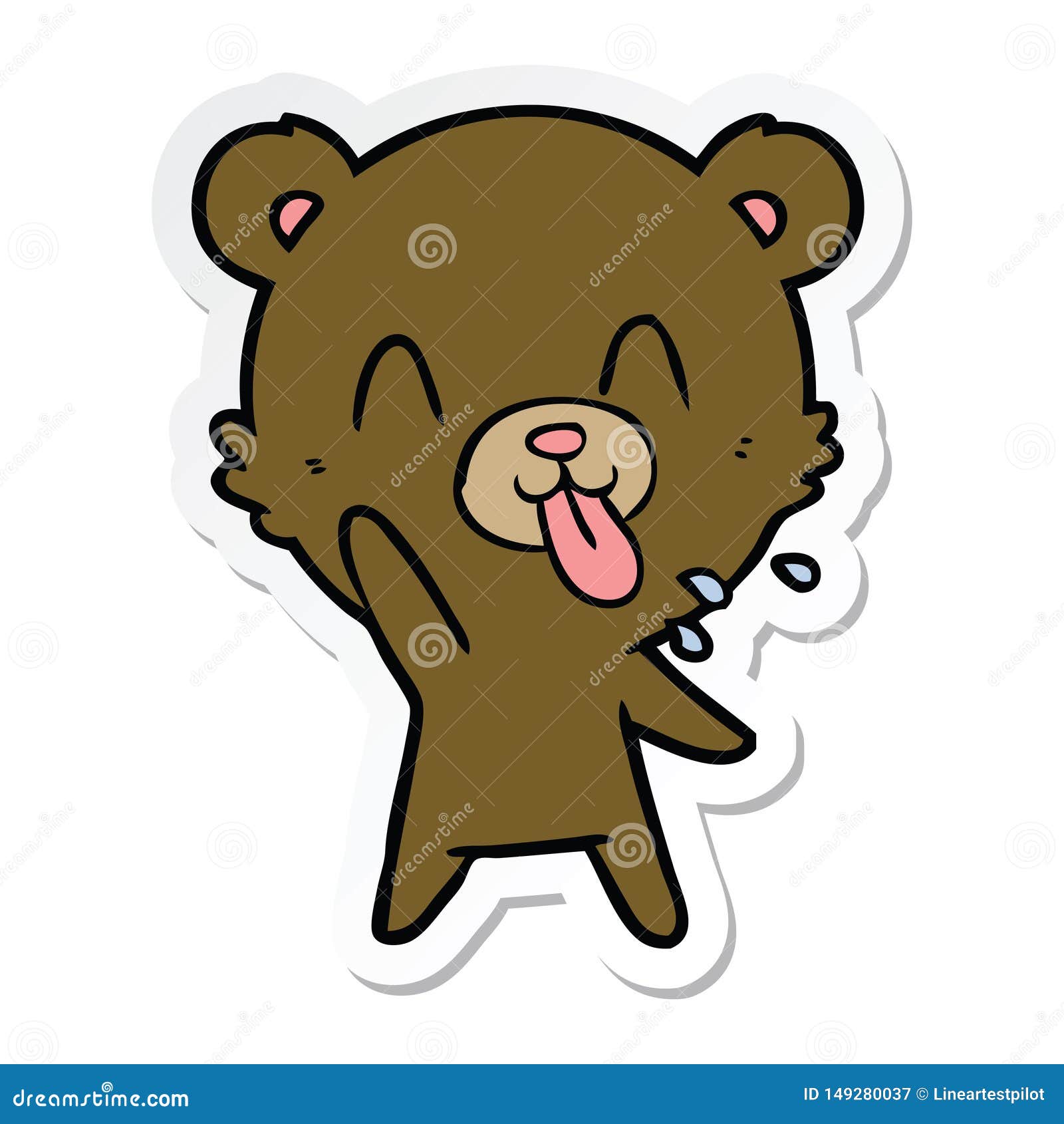 Sticker of a Rude Cartoon Bear Stock Vector - Illustration of hand ...