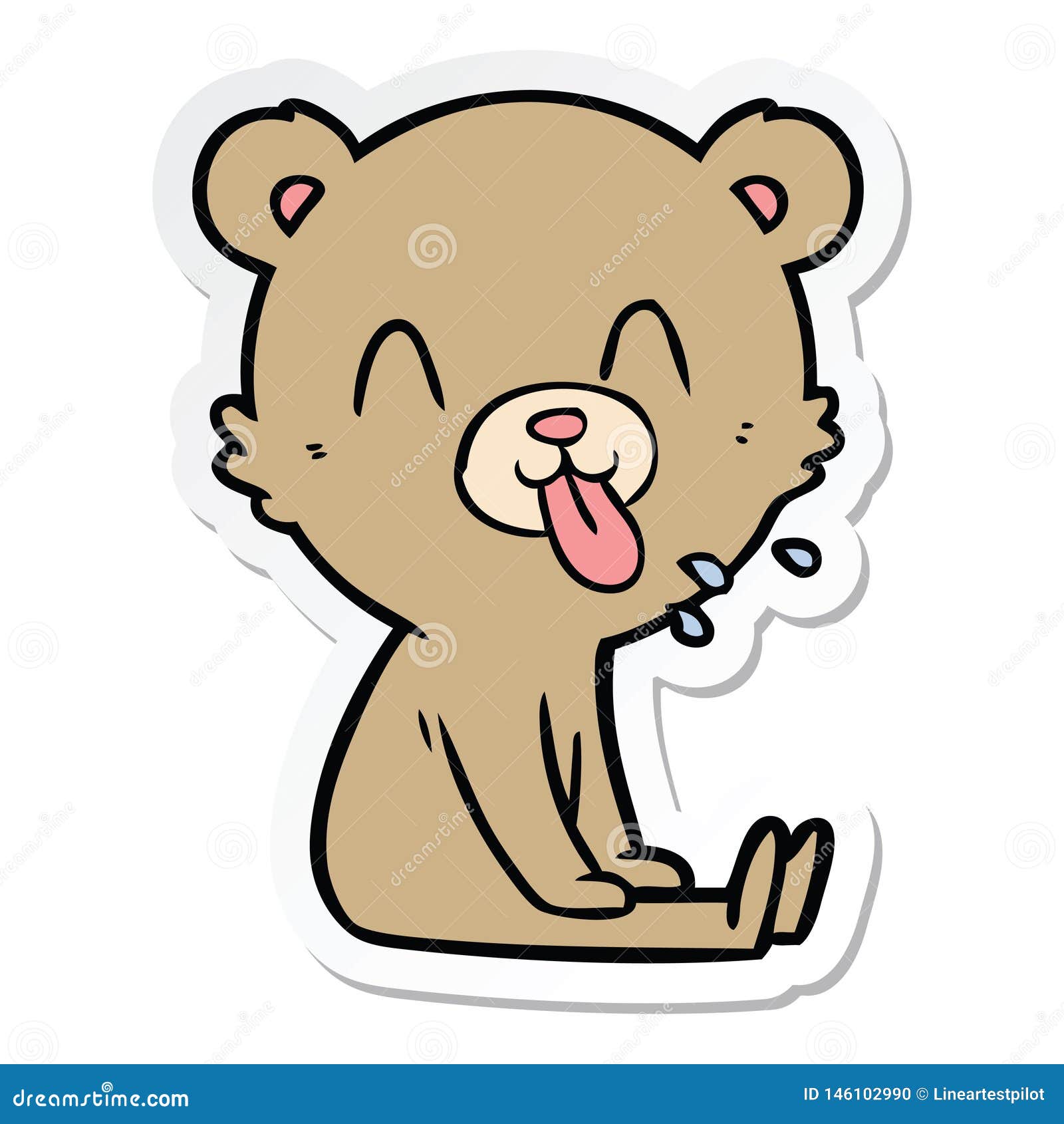 Sticker of a Rude Cartoon Bear Stock Vector - Illustration of freehand ...