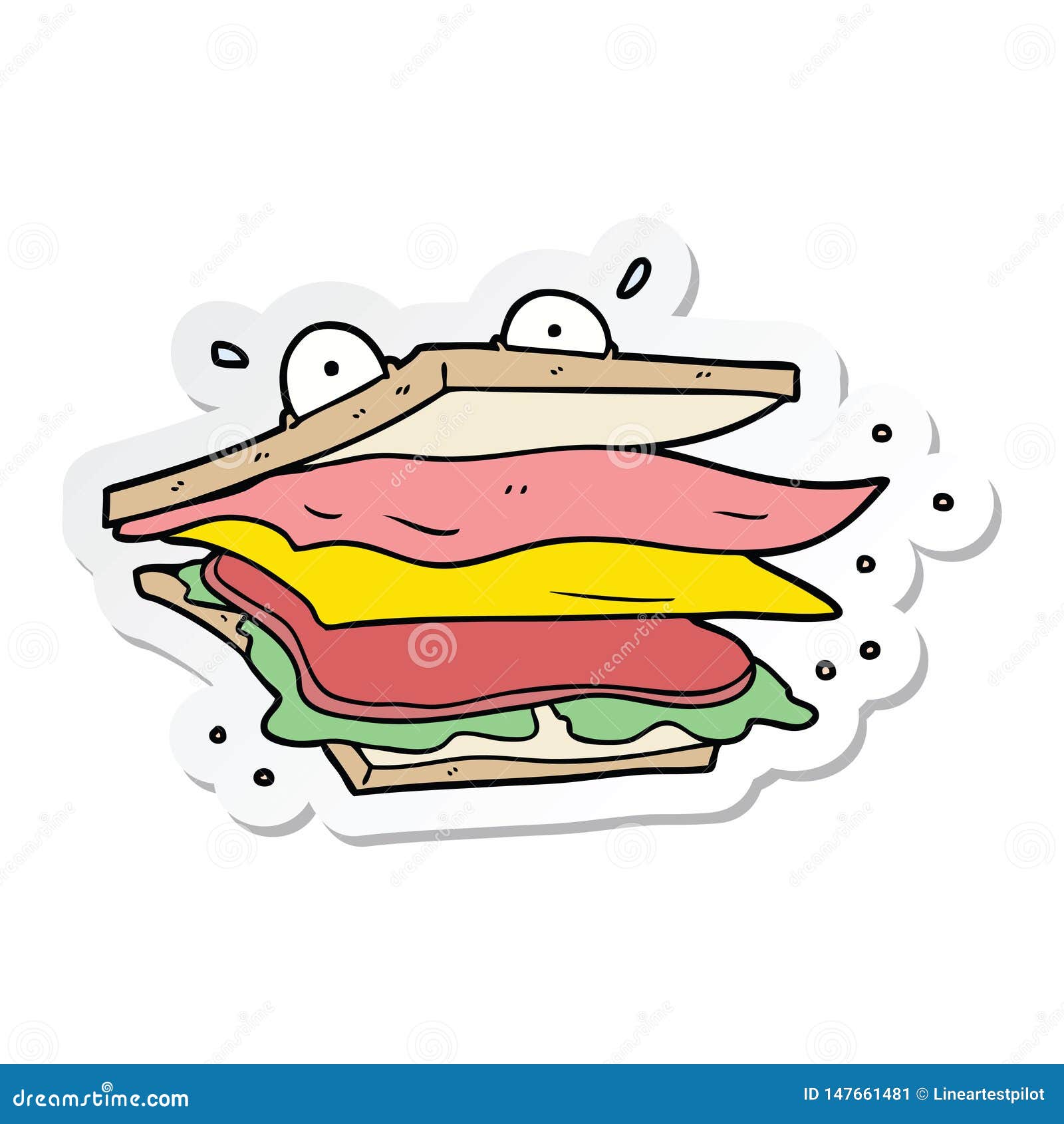 Sticker of a Sandwich Cartoon Character Stock Vector - Illustration of ...
