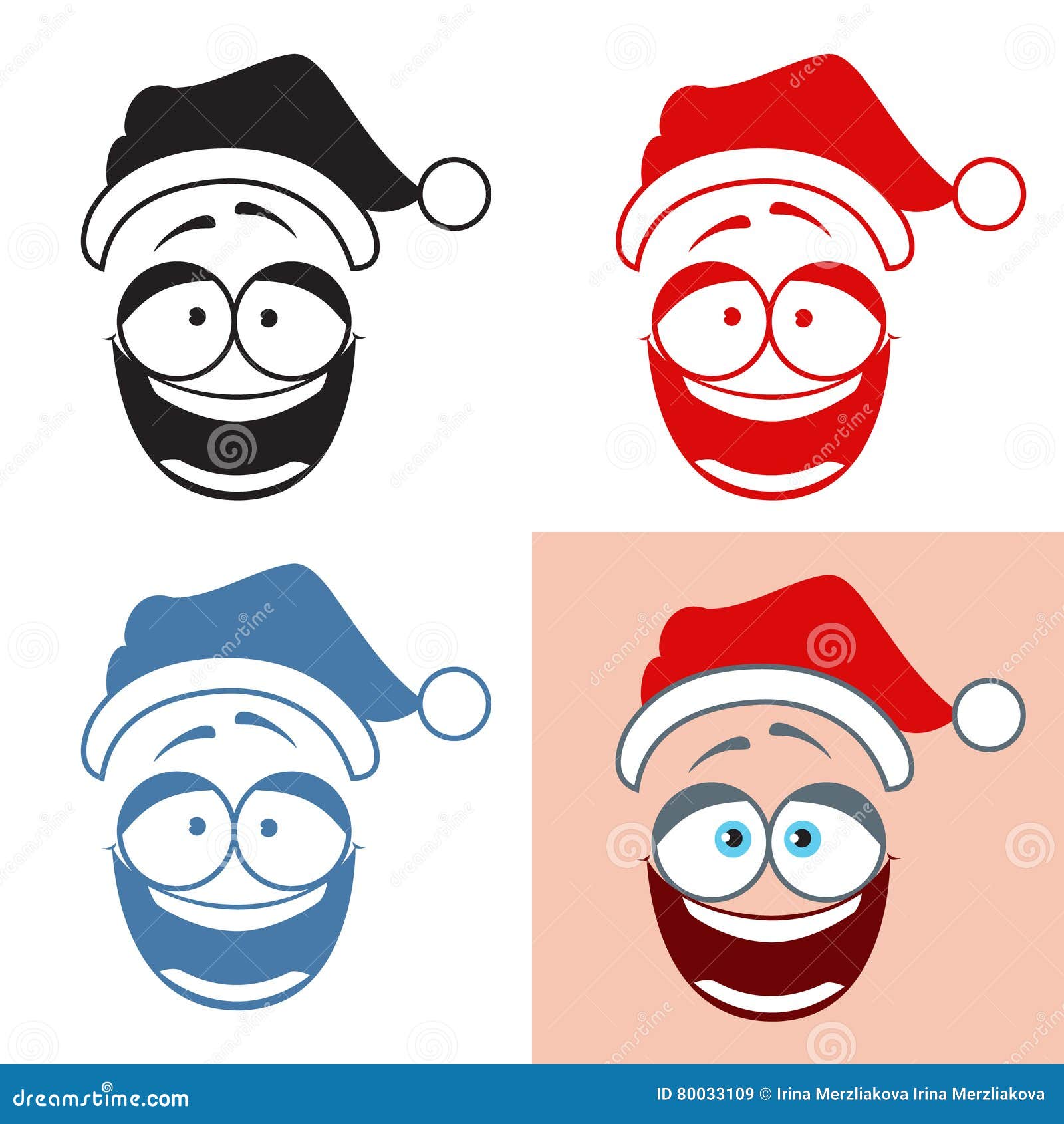 Sticker Santa Smiley Laugh Positive Emotions. Vector Set Stock Vector ...