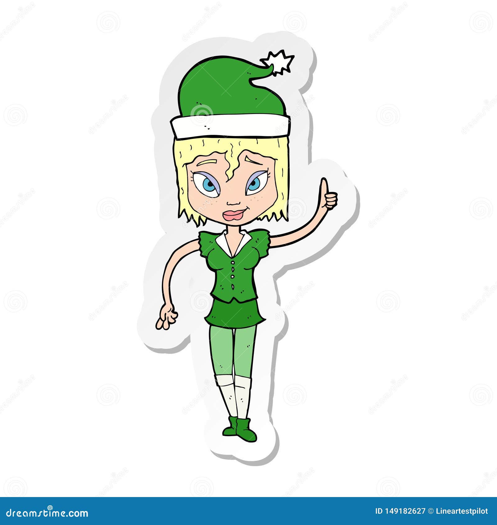 Sticker of a Santas Helper Cartoon Stock Vector - Illustration of ...
