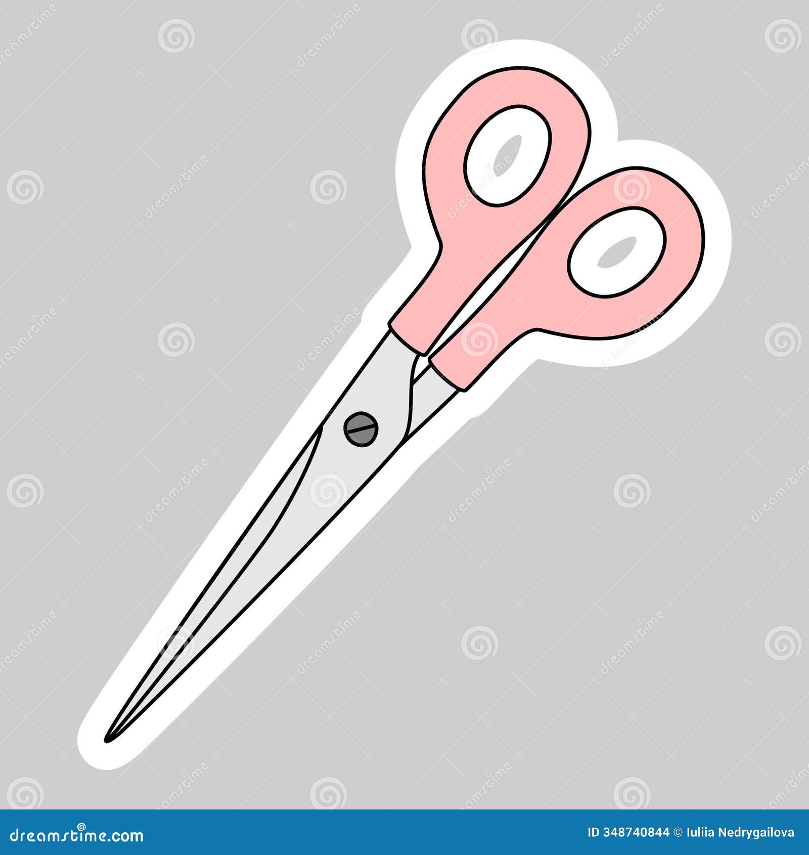 Sticker with Scissors, Stationery or Art Supply, Doodle Style Vector ...