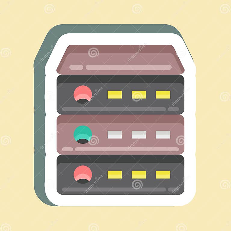 Sticker Server. Suitable for Computer Components Symbol. Simple Design ...