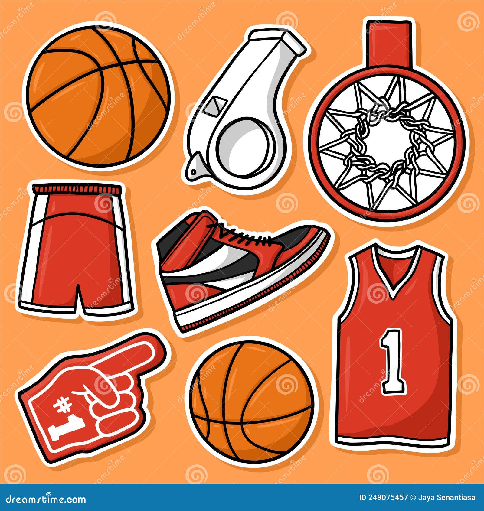 Sticker Set Basketball Cartoon Vector Stock Vector - Illustration of ...