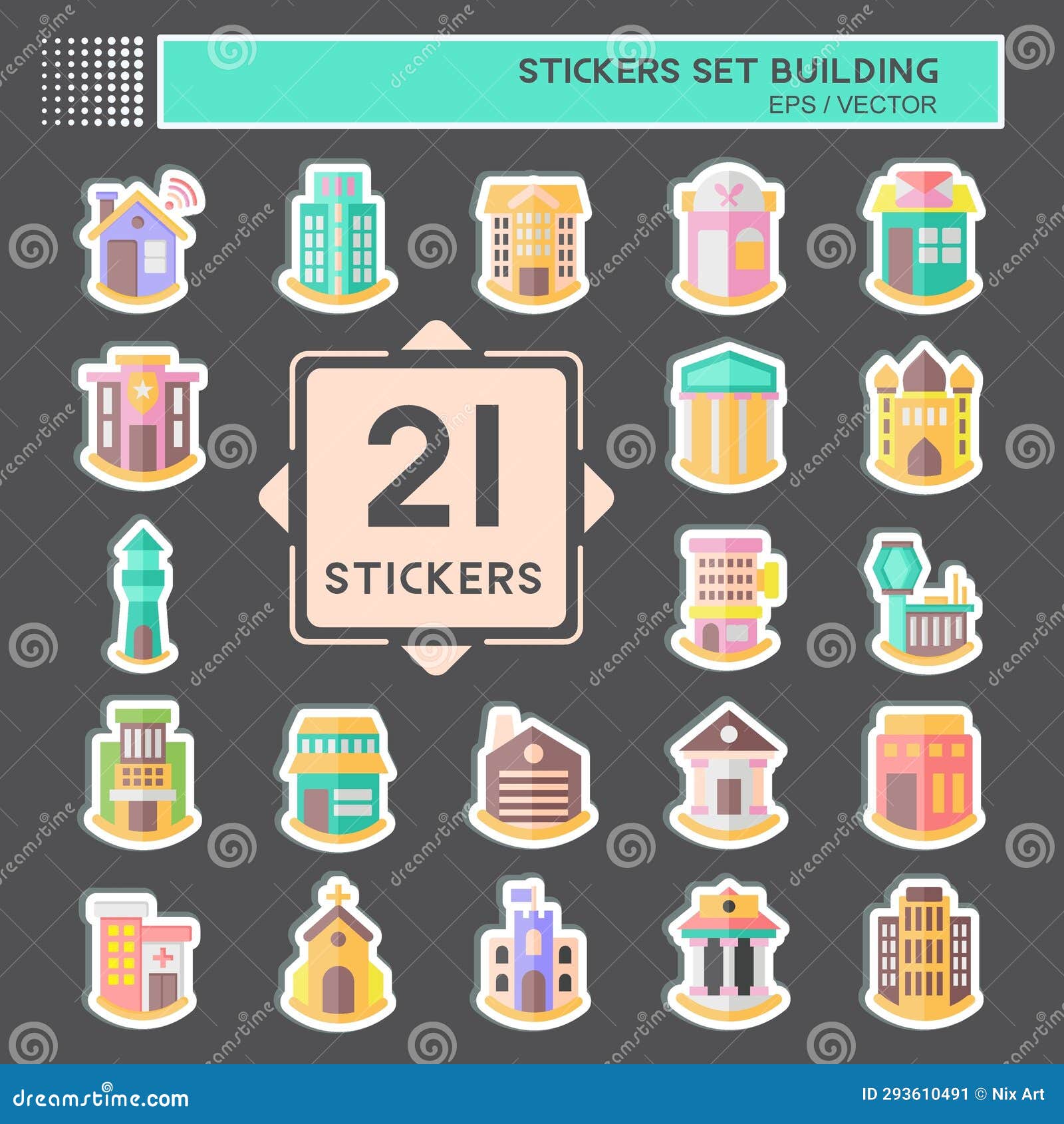Sticker Set Building. Related To Sticker Construction Symbol. Simple ...