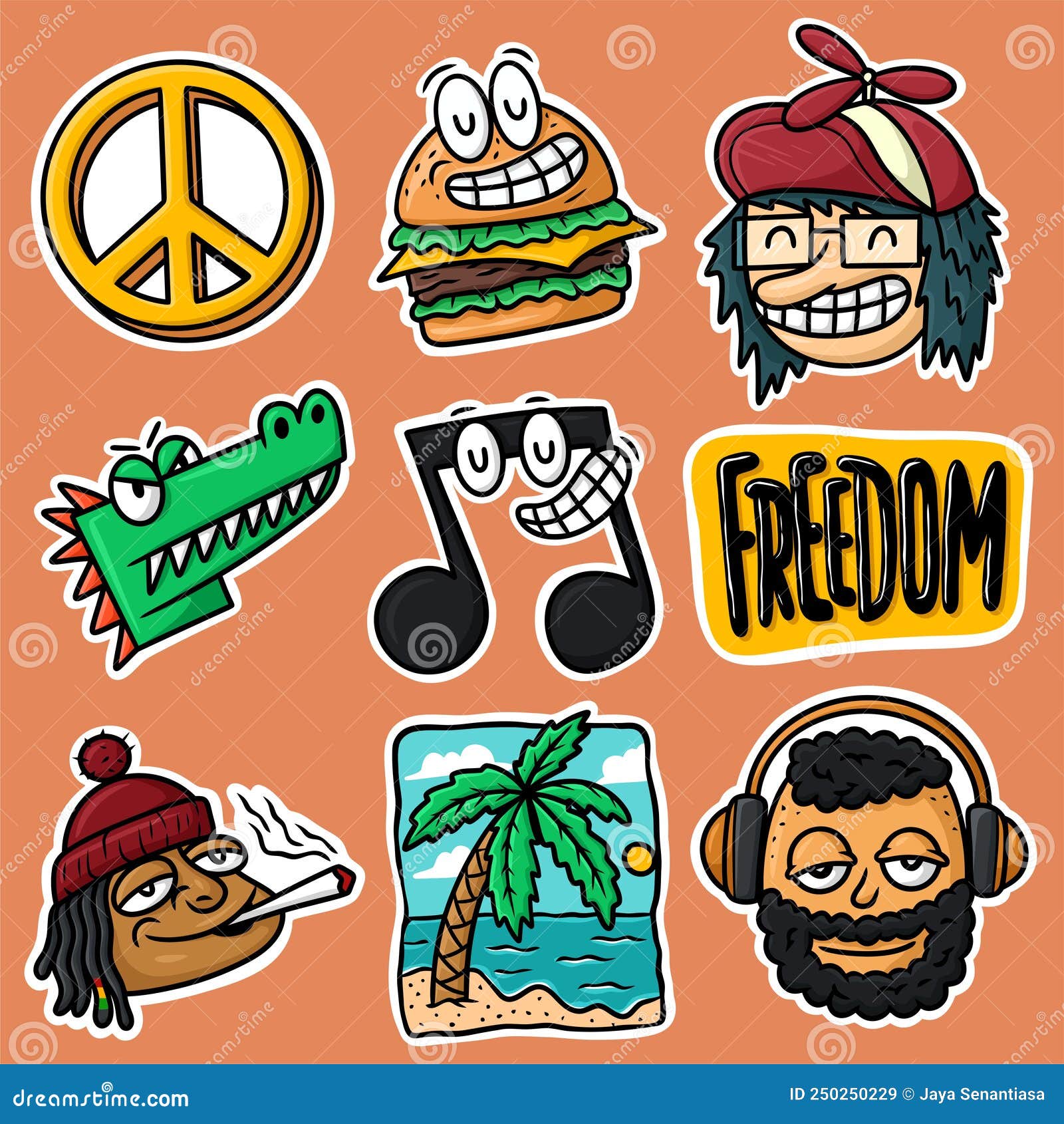 Sticker Set Chill Cartoon Vector Stock Vector - Illustration of badge ...