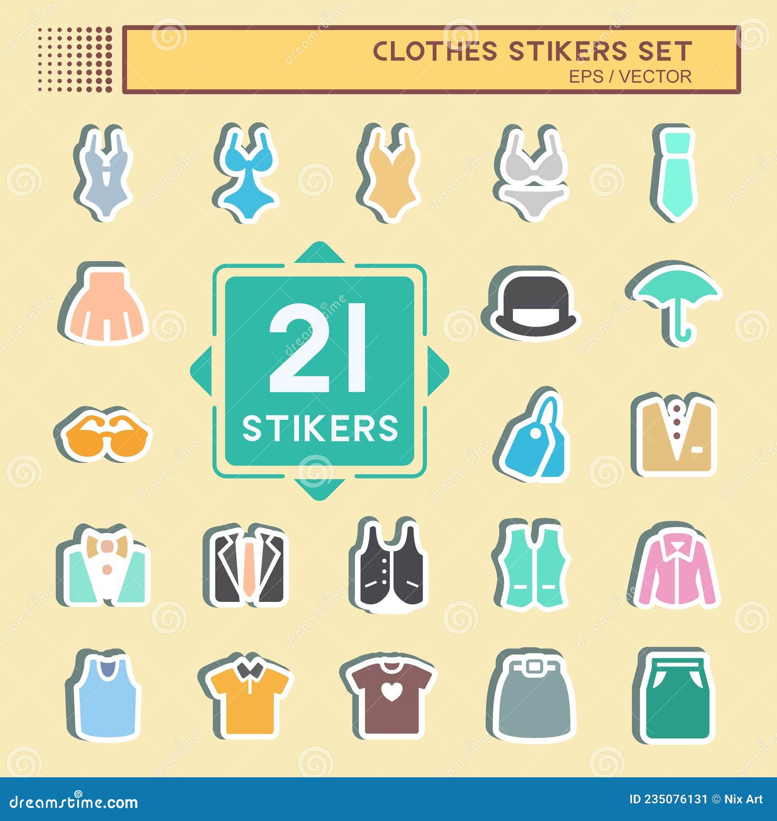 Sticker Set Clothes ,Simple Illustration,Editable Stroke Stock Vector ...
