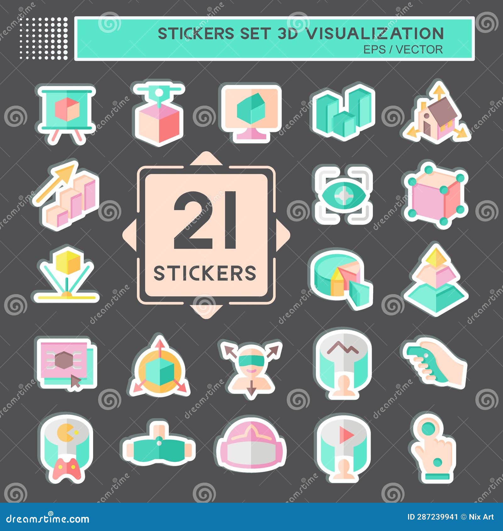 Sticker Set 3D Visualization. Related To 3D Visualization Symbol ...
