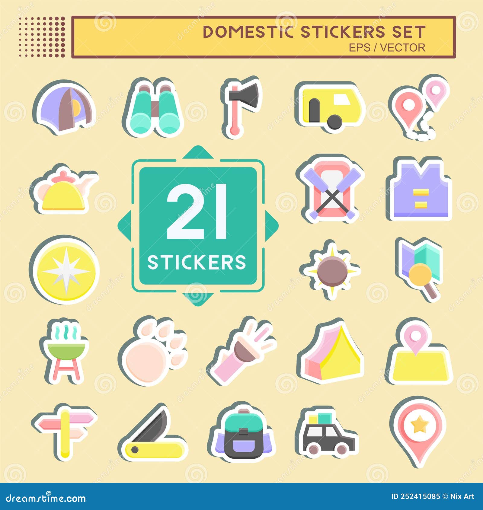 Sticker Set Domestic. Suitable for Education. Simple Design Editable ...