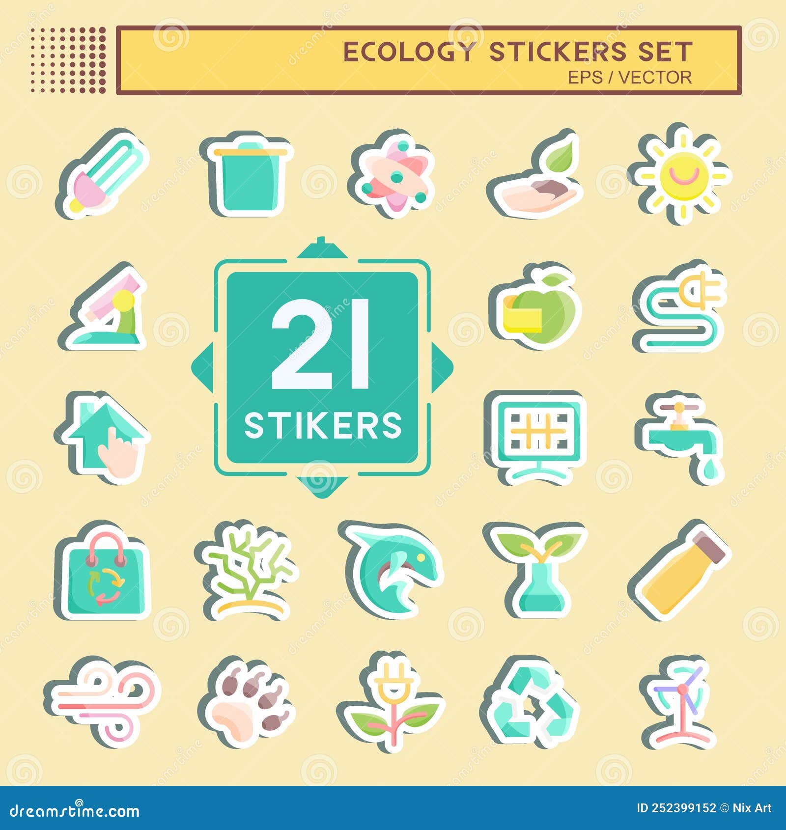 Sticker Set Ecology. Suitable for Education Symbol. Simple Design ...