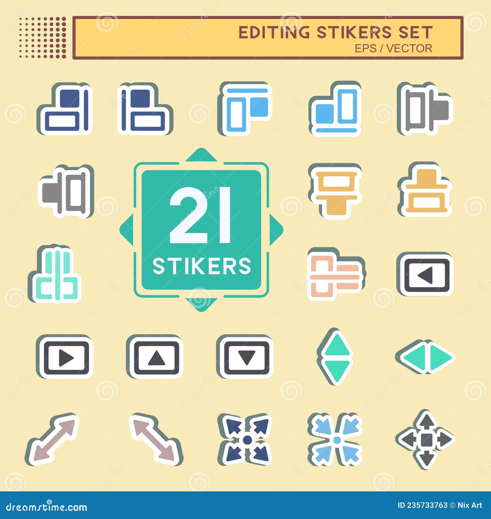 Sticker Set Editing - ,Simple Illustration,Editable Stroke Stock Vector ...