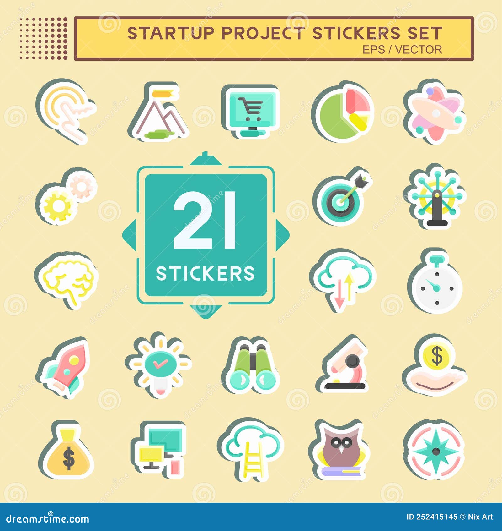 Sticker Set Startup Project. Suitable for Startup Symbol. Simple Design ...