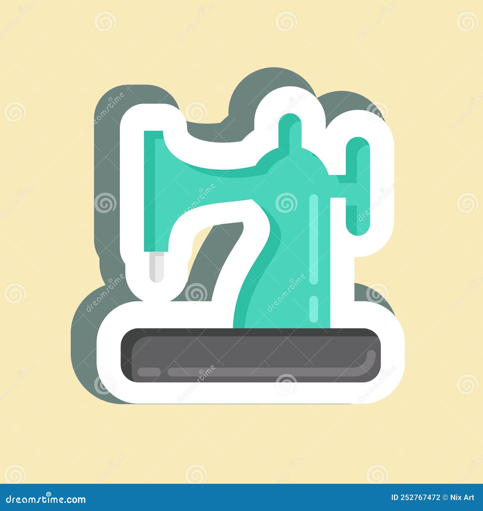 Sticker Sewing Machine. Suitable for Education Symbol. Simple Design ...