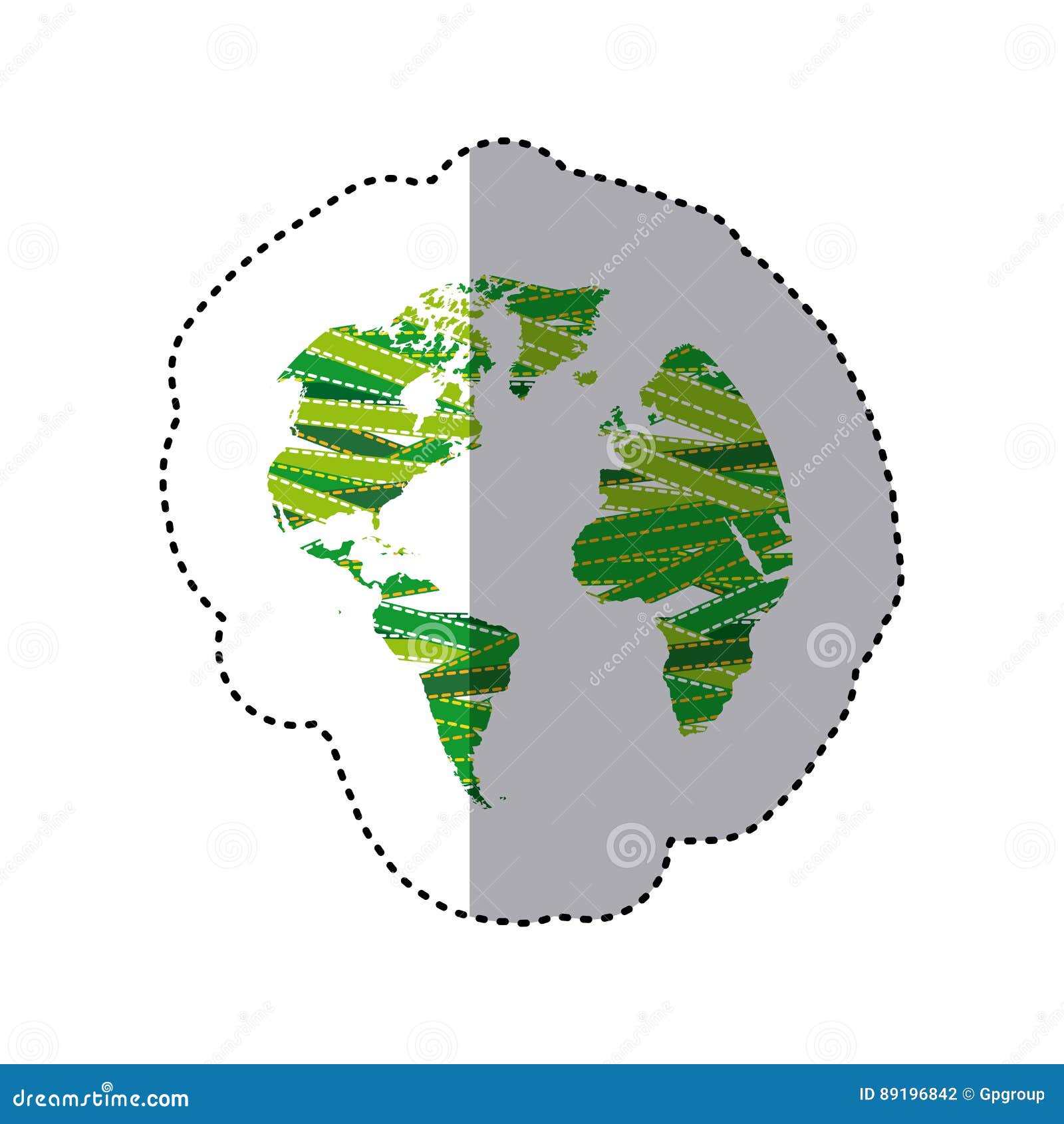 Sticker Shading Colorful Continents with Textile Lines Stock ...