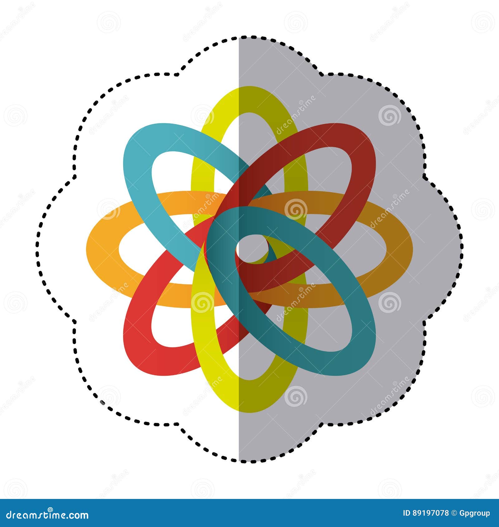 Sticker Shading Colorful Rings in Atom Shape Stock Illustration ...