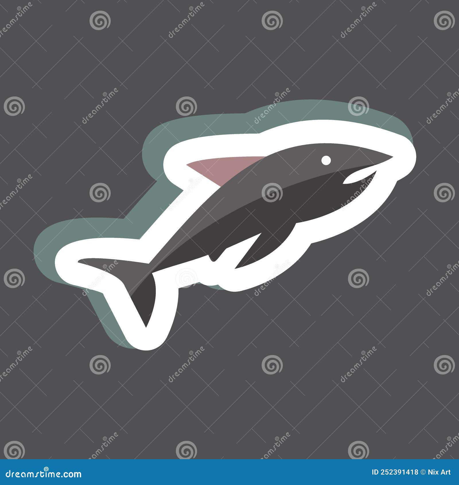 Sticker Shark 2. Suitable for Sea Symbol. Simple Design Editable ...